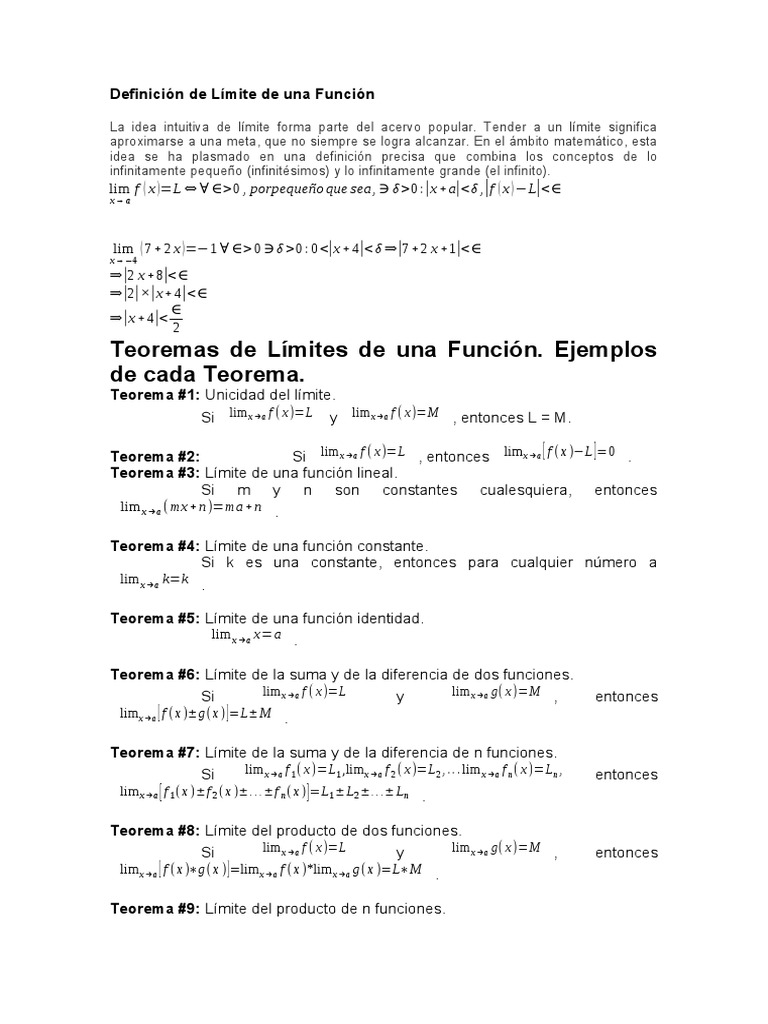 Definición de Límite de Una Función | PDF | Función continua | Límite ...
