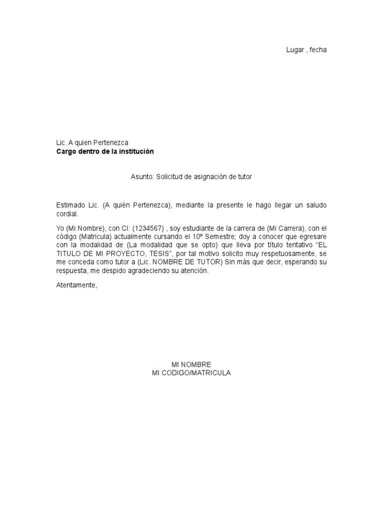 Carta Solicitud Tutor PDF | PDF