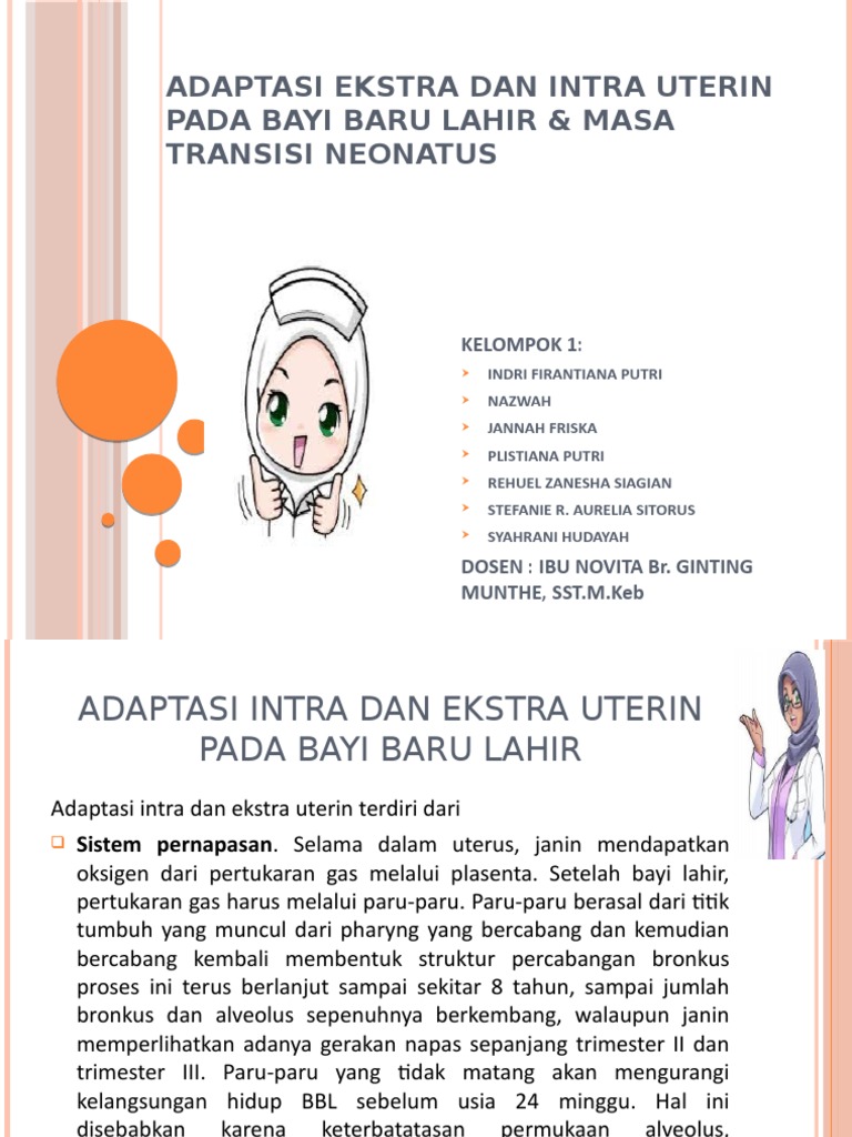 Adaptasi Intra dan Ekstra Uterin pada Bayi Baru Lahir dan Masa Transisi ...
