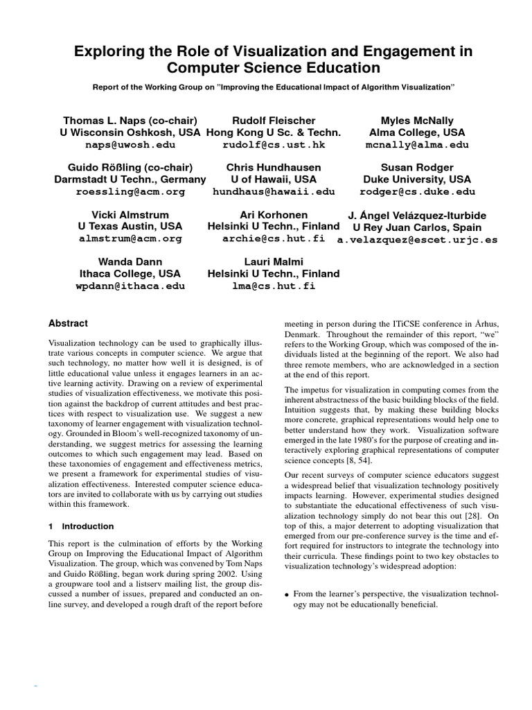 Exploring The Role of Visualization and | PDF | Visualization (Graphics ...