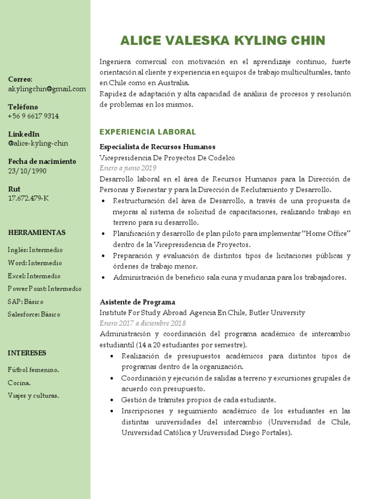 Alice Kyling Chin - CV2020 | PDF | Gestión de recursos humanos | Business