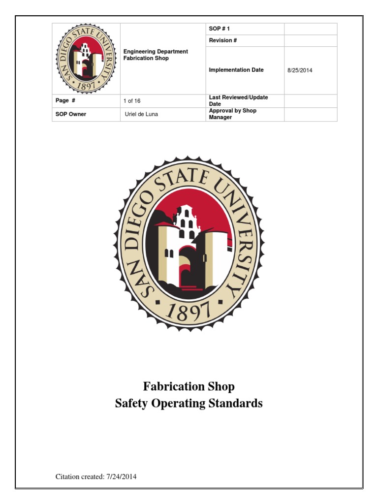 Fabrication Shop Safety Standards | PDF | Hazards | Risk