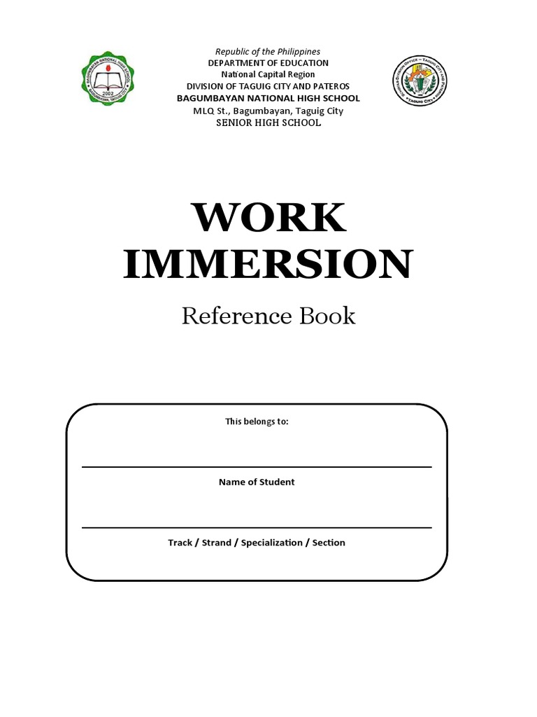 Work Immersion: Reference Book | PDF | Metro Manila | Business