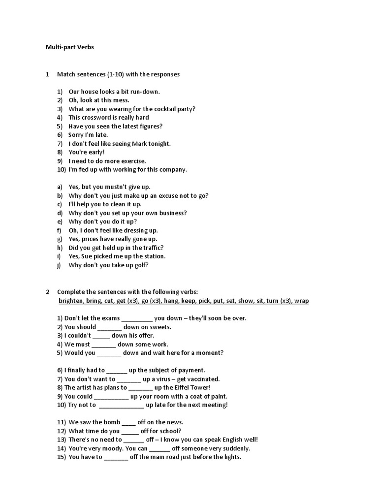Multi-Part Verbs | PDF