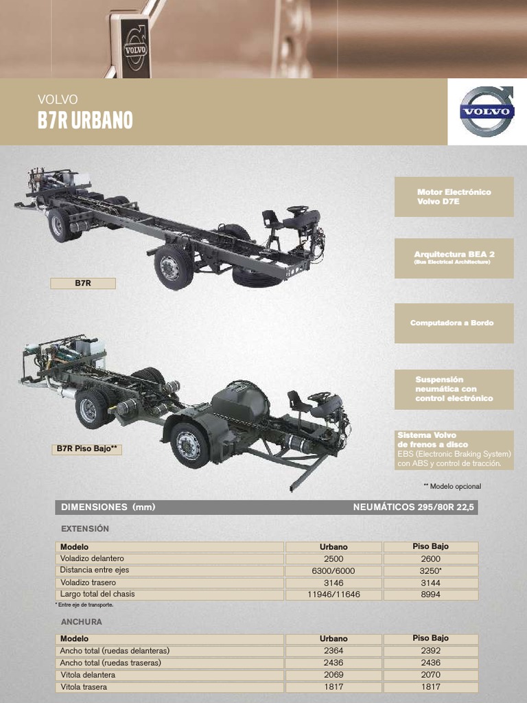 Especificaciones del Volvo B7R Urbano | PDF | Eje | Sistema de freno ...