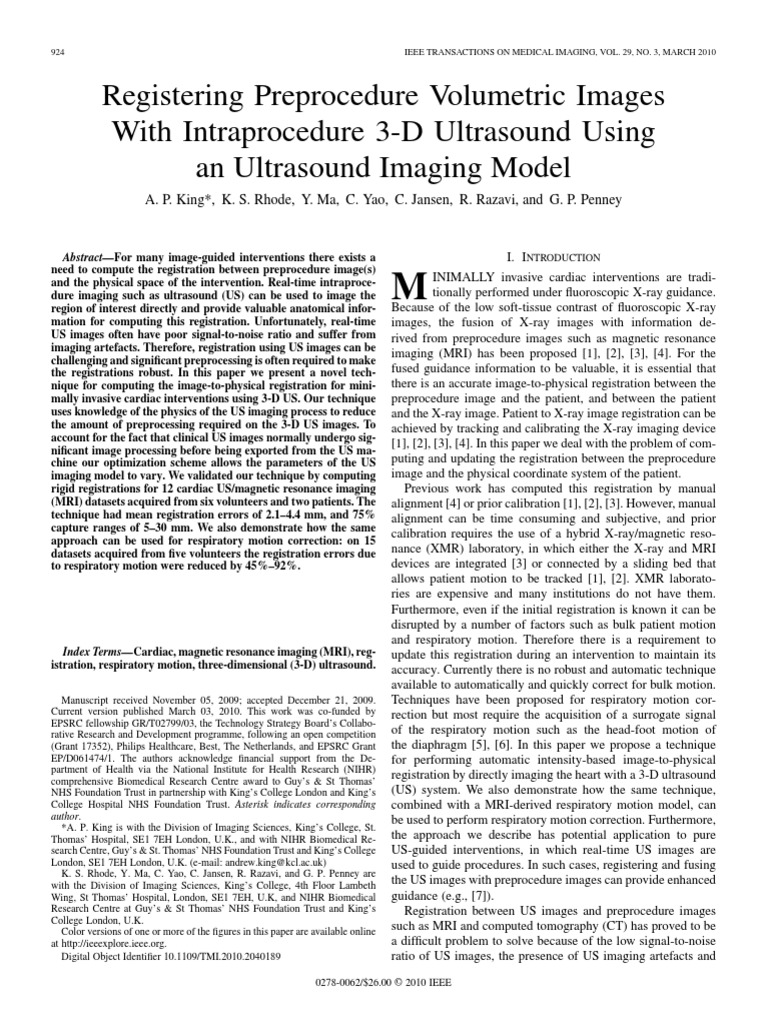 Registering Preprocedure Volumetric Images With Intraprocedure 3-D ...