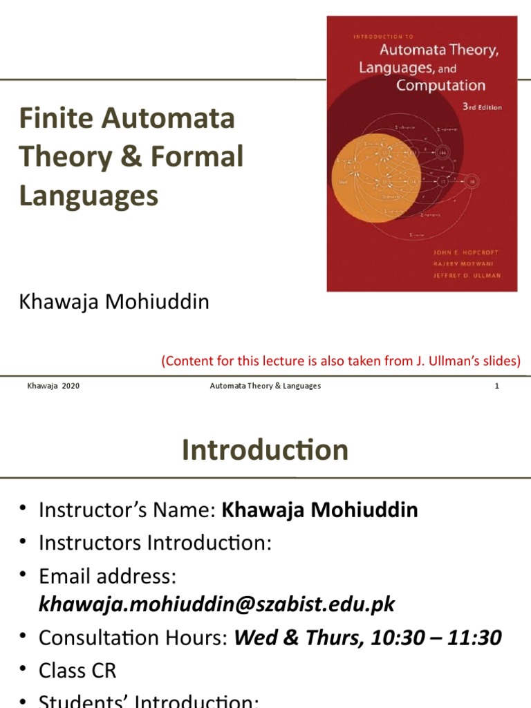 Finite Automata Theory & Formal Languages: Khawaja Mohiuddin | PDF | Computational Complexity ...