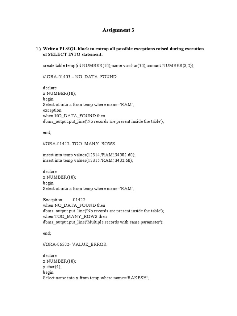 PL-SQL Assignment-3 - 101803108-Coe6 | PDF | Parameter (Computer Programming) | Data Management ...