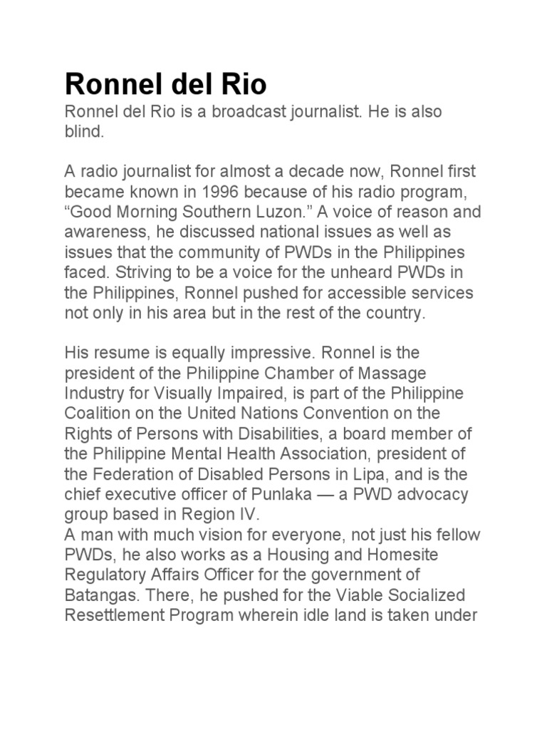 Ronnel Del Rio | PDF | Hearing Loss | Visual Impairment