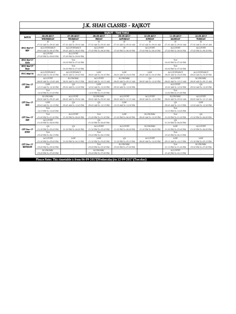 Course Time Table PDF 12751 | PDF