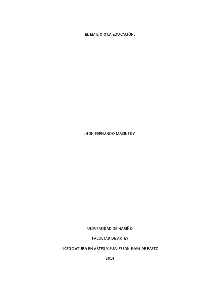 El Emilio: Educación según Rousseau | PDF | Emile, o sobre educación ...