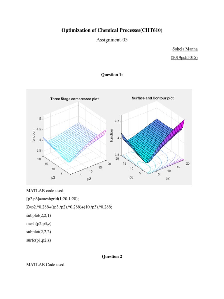 Optimization of Chemical Processes (CHT610) : Assignment-05 | PDF