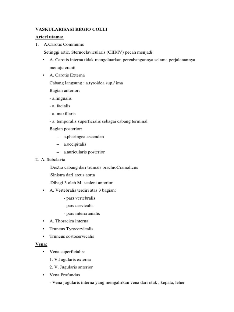 Vaskularisasi Regio Colli PDF | PDF