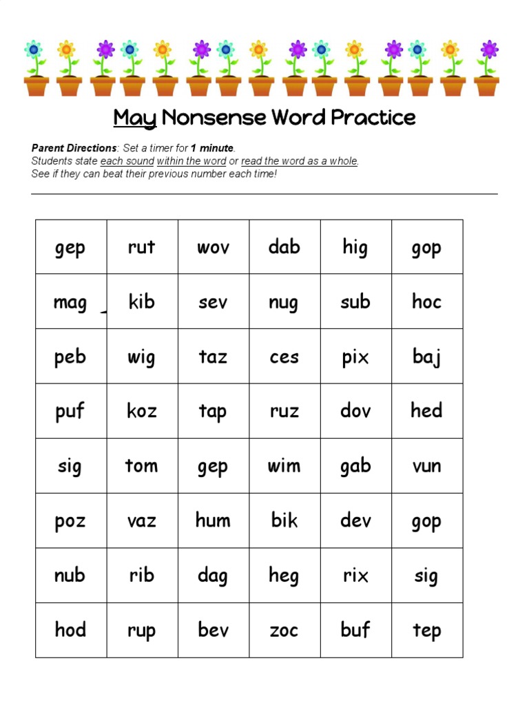 May Nonsense Word Fluency Practice | PDF