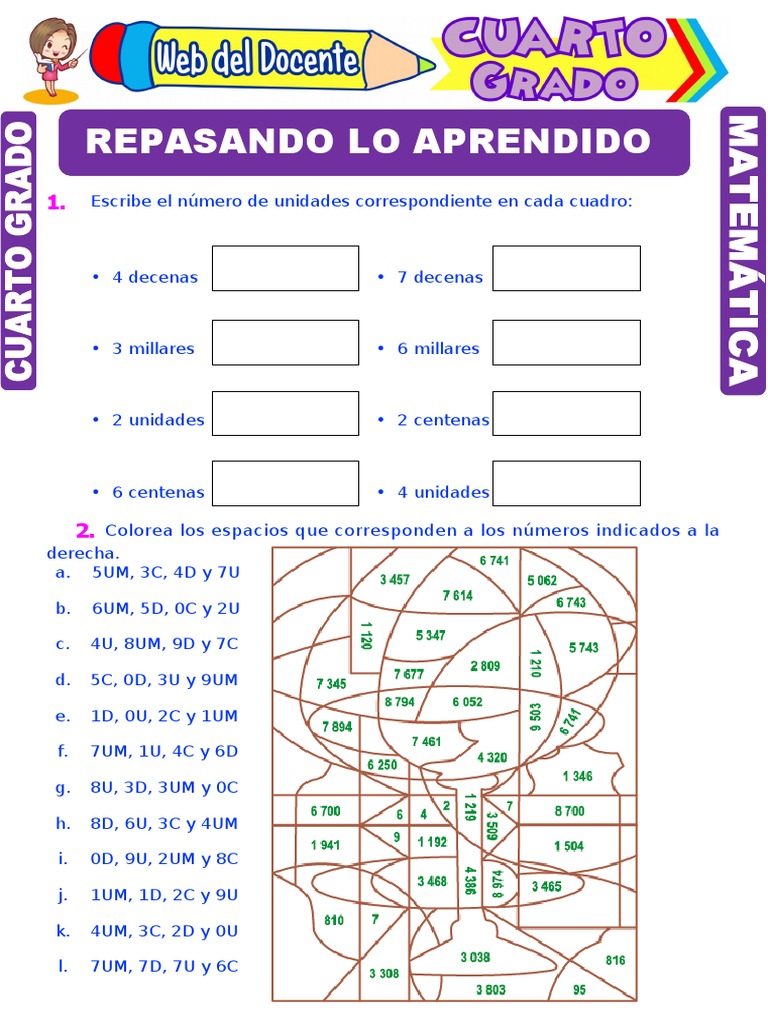 Ejercicios de Matemáticas 4to Grado | PDF | Enseñanza de matemática ...