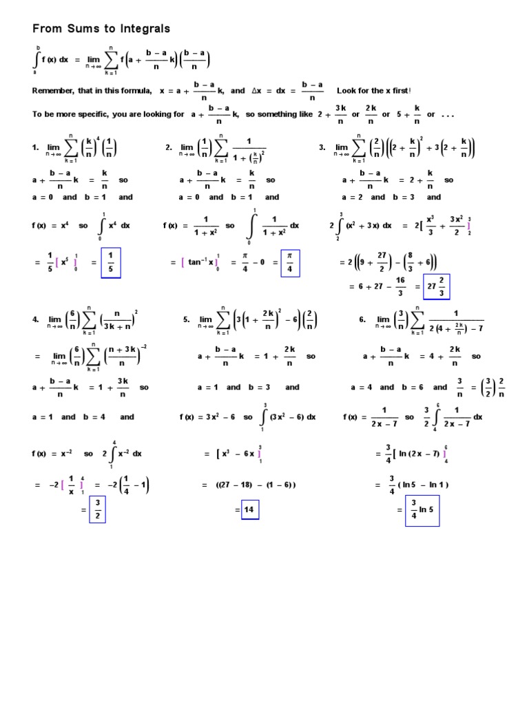 Sums and Integrals Explained | PDF