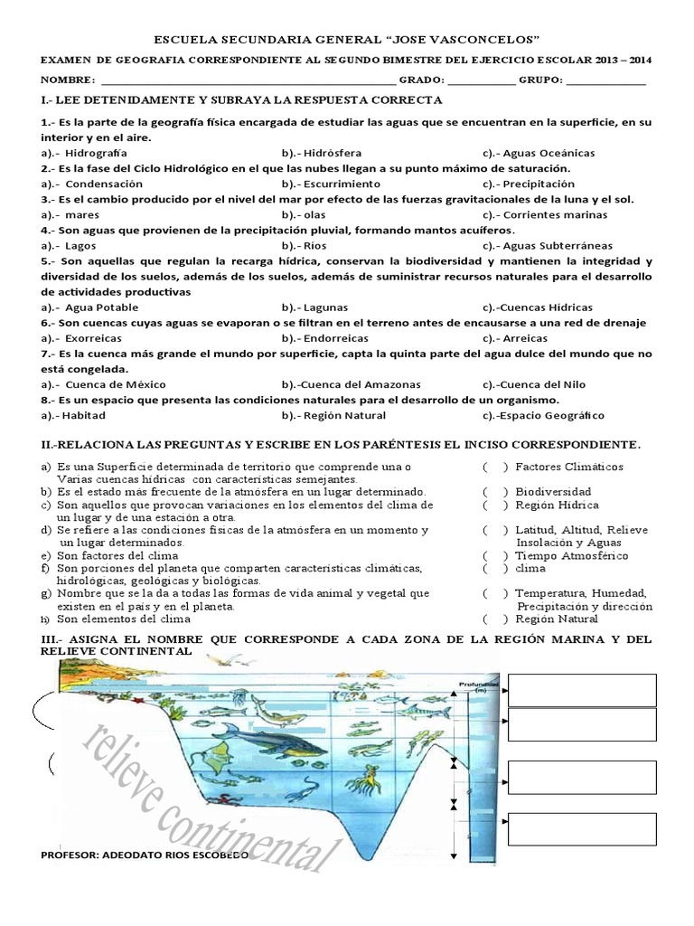Examen de Geografía: Segundo Bimestre | PDF | Clima | Precipitación
