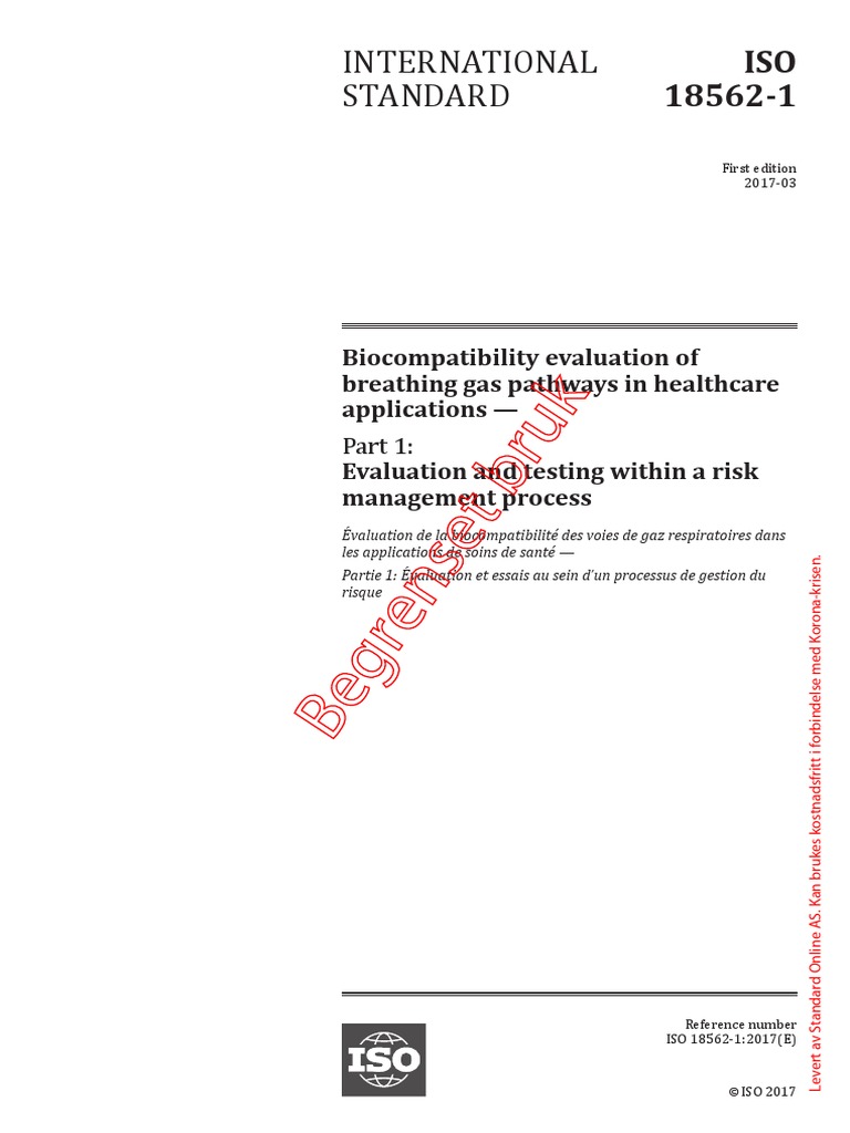 Iso18562-1 2017 PDF | PDF | Medical Device | Volatile Organic Compound