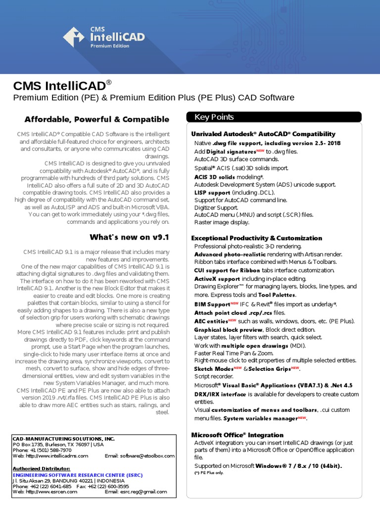 Cms Intellicad: Premium Edition (Pe) & Premium Edition Plus (Pe Plus ...