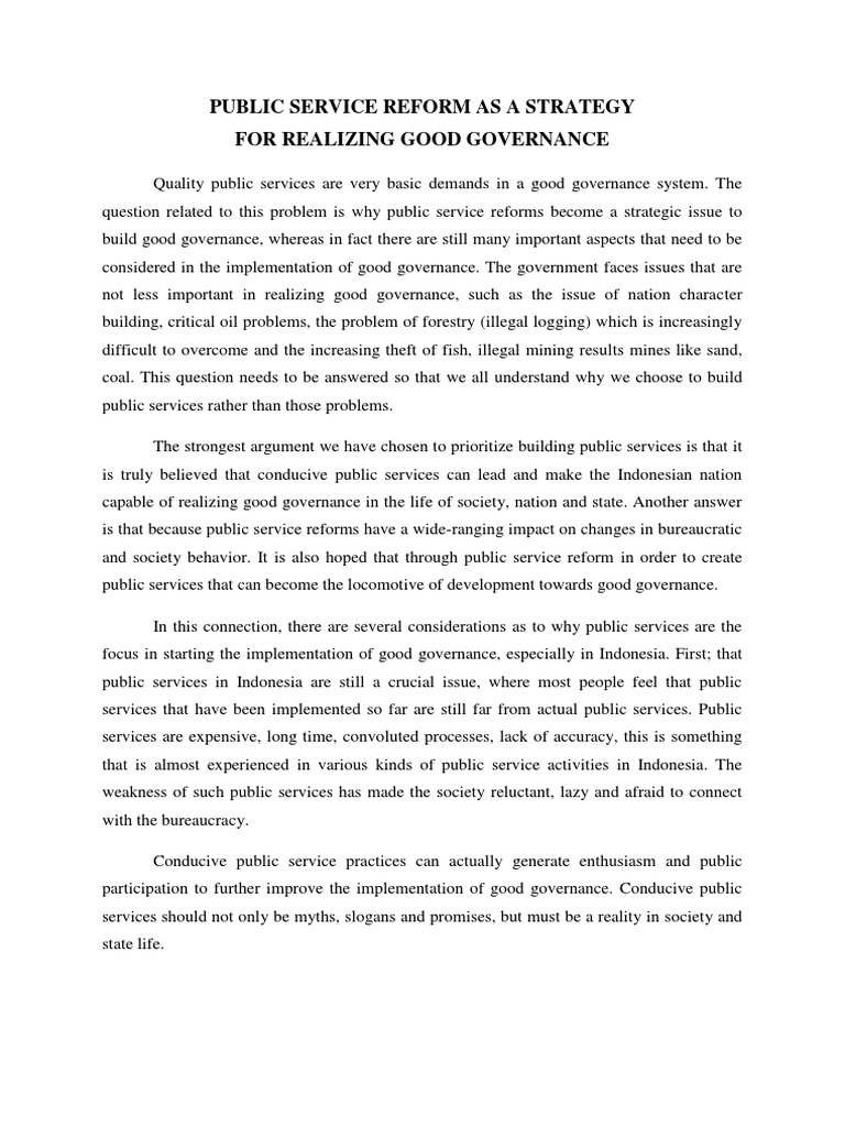 Public Service Reform As A Strategy For Realizing Good Governance | PDF ...
