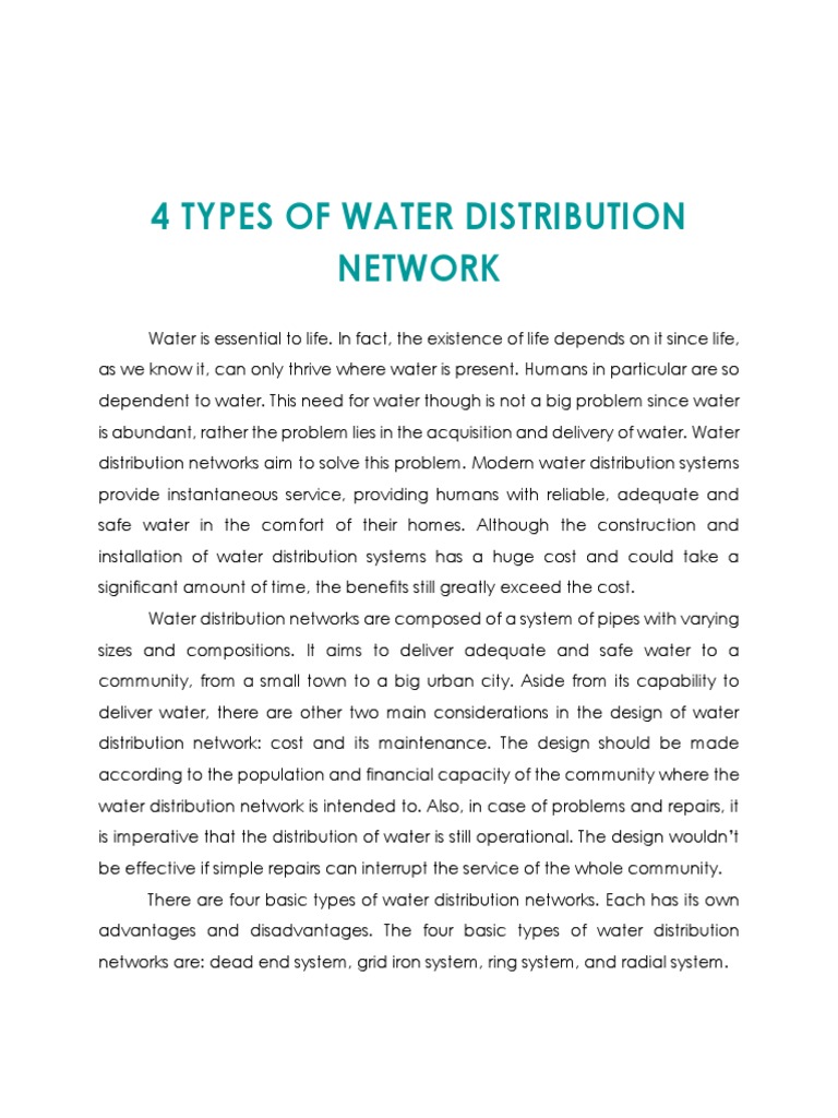 4 Types of Water Distribution Network | PDF | Water | Economies