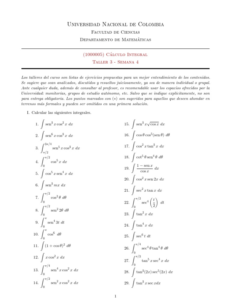 Calcular integrales con funciones trigonométricas | PDF | Pi | Integral