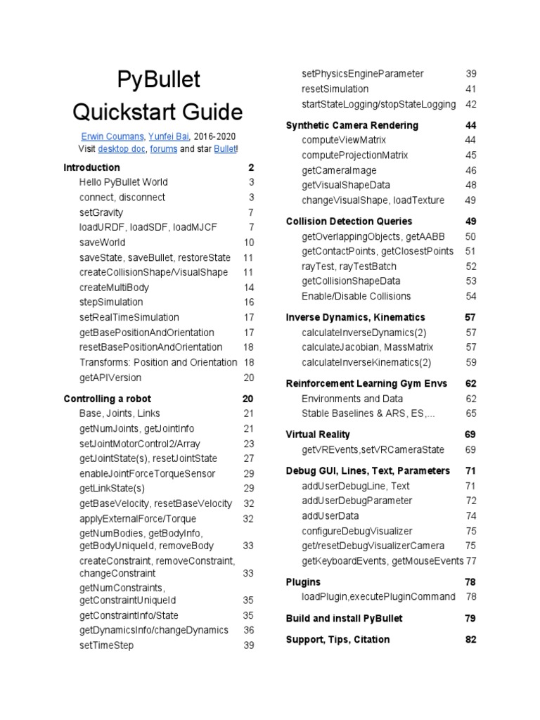 PyBullet Quickstart Guide | PDF | Port (Computer Networking ...