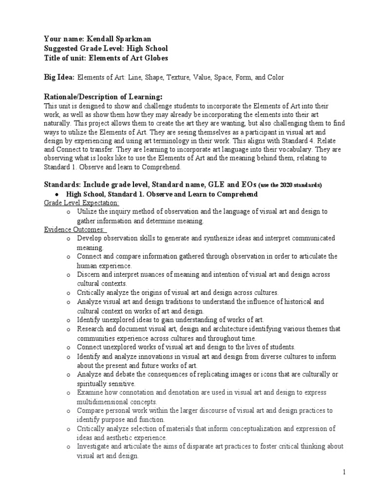 Elements of Art Unit | PDF | Design | Cognition