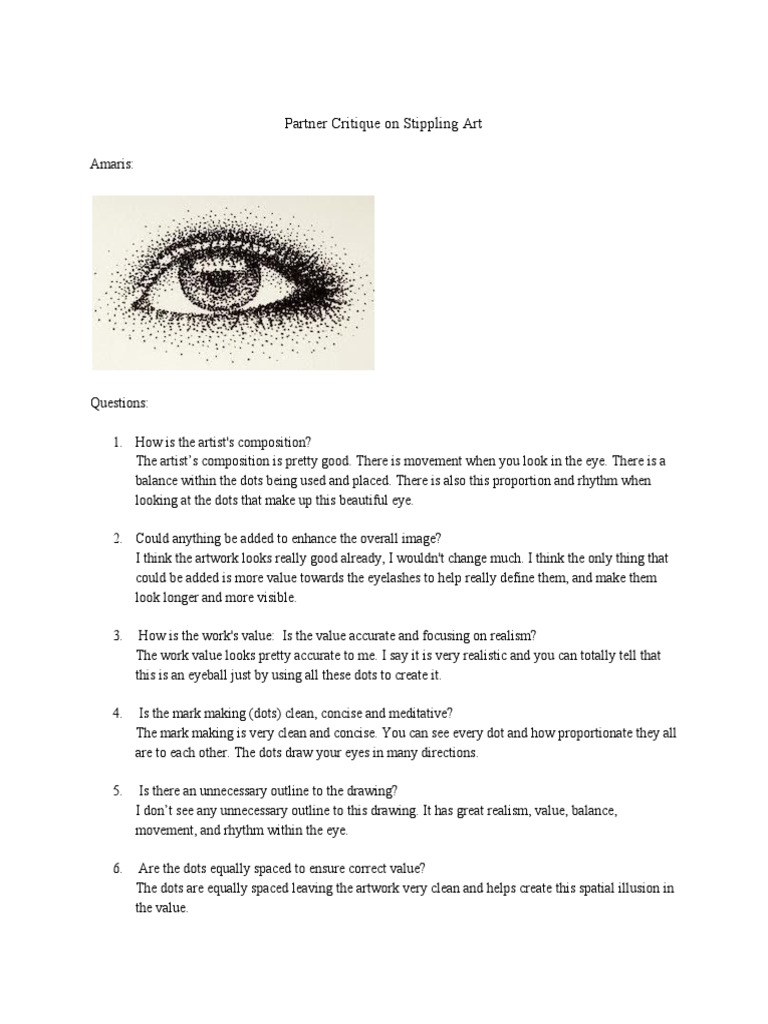 Peer Critique For Drawing - 2 | PDF | Career & Growth | Art