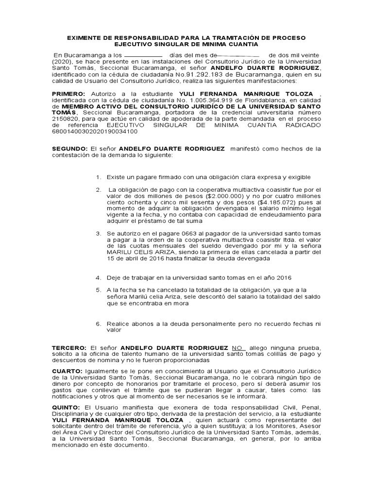 PODER Y EXIMENTE CONSULTORIO Señor Andelfo 2 | PDF | Gobierno