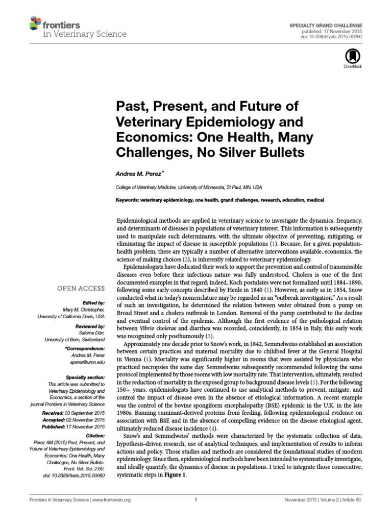 Past Present and Future Veterinary Epidemiology | PDF | Epidemiology ...