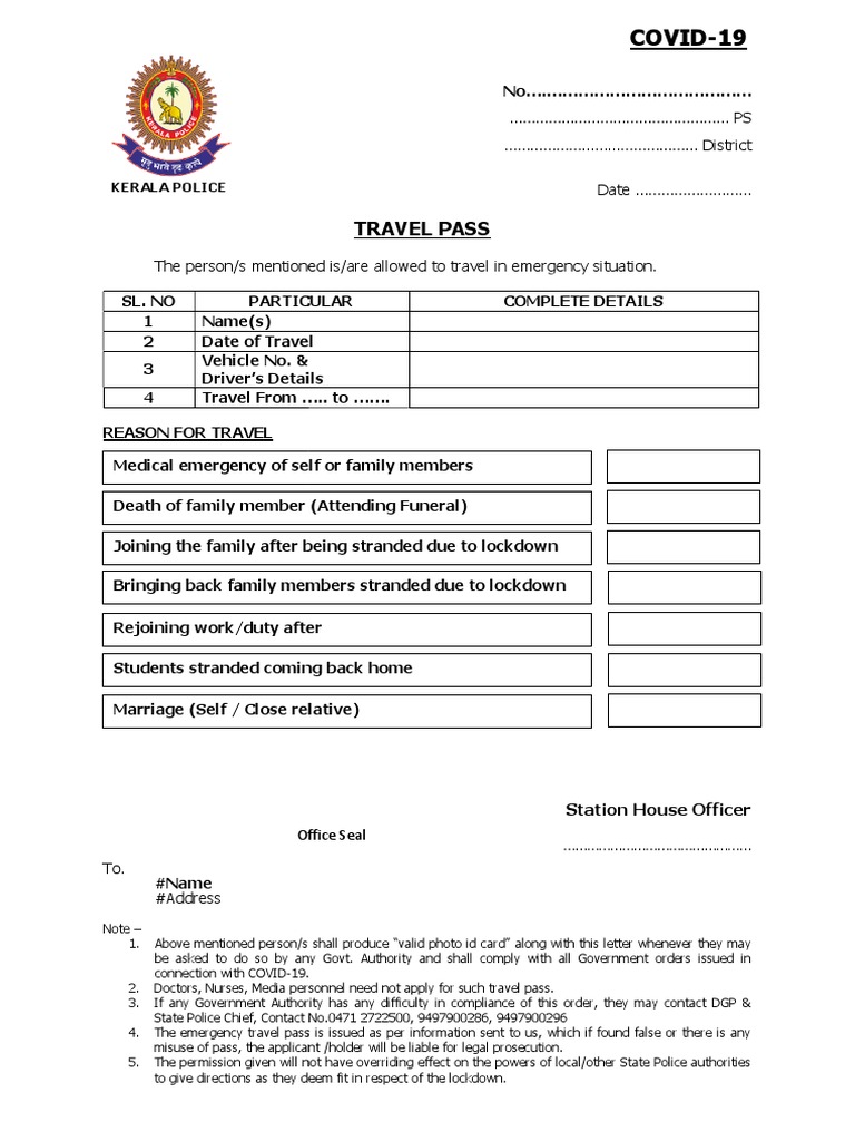 Pass Format From Police Station | Justice | Crime & Violence