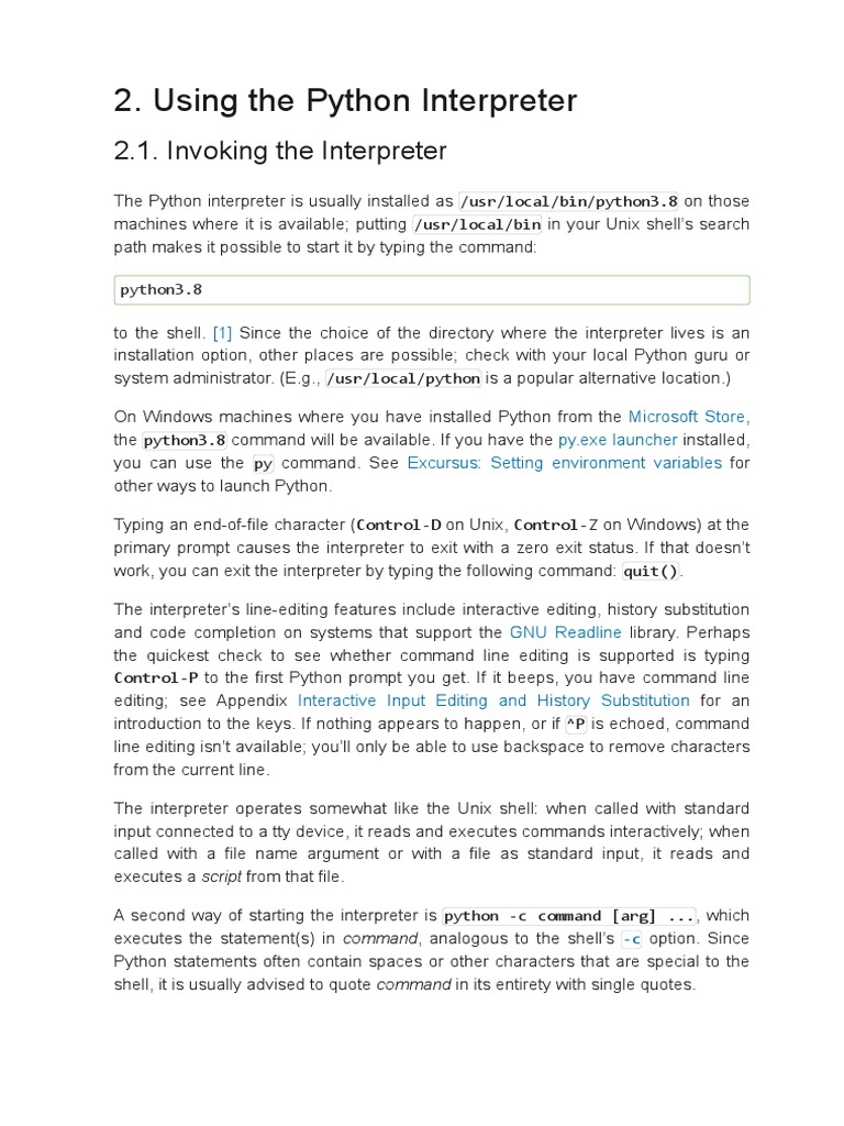 Using The Python Interpreter | PDF | Command Line Interface | Parameter ...