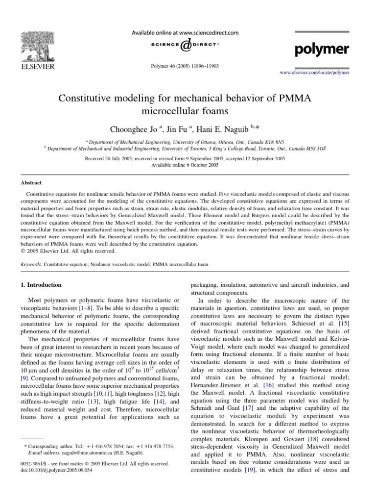 Constitutive Modeling For Mechanical Behavior of PMMA Microcellular ...