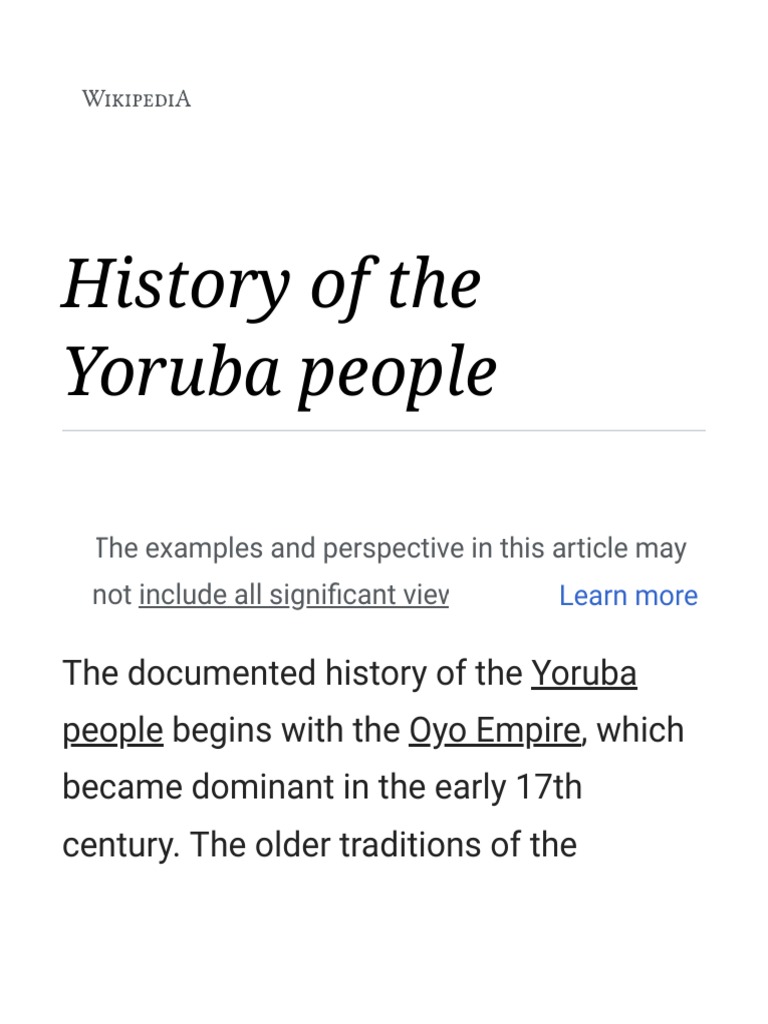 History of The Yoruba People - Wikipedia PDF | PDF