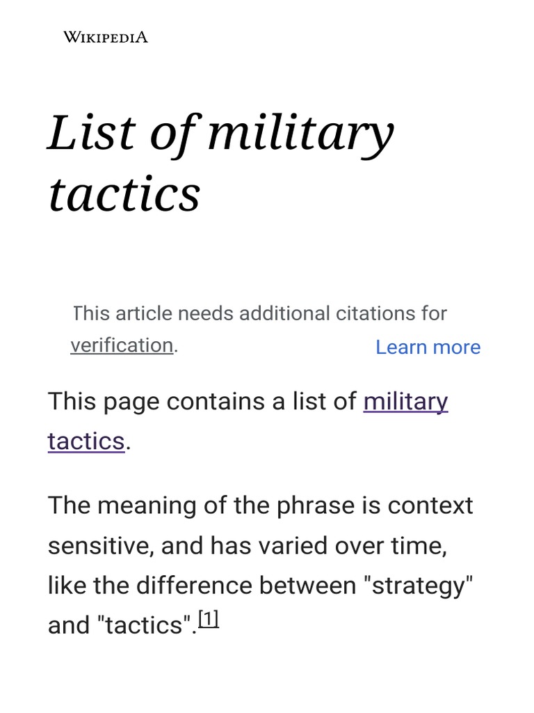 List of Military Tactics - Wikipedia | PDF | Flanking Maneuver | Ambush