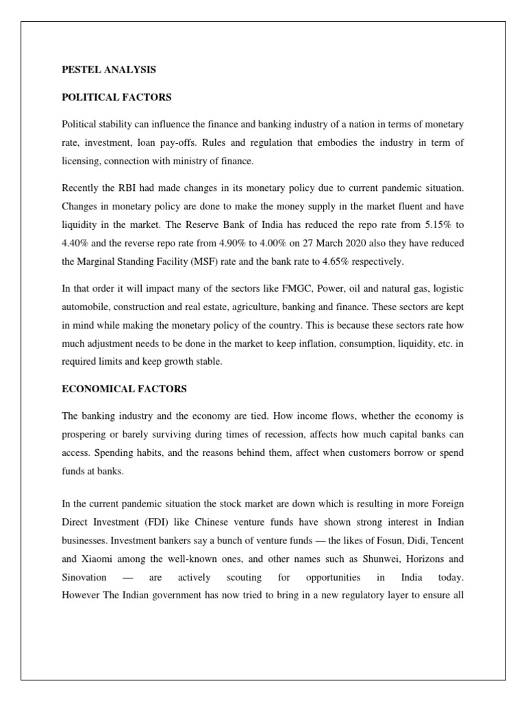 Pestel Analysis Political Factors | PDF | Reserve Bank Of India | Banks