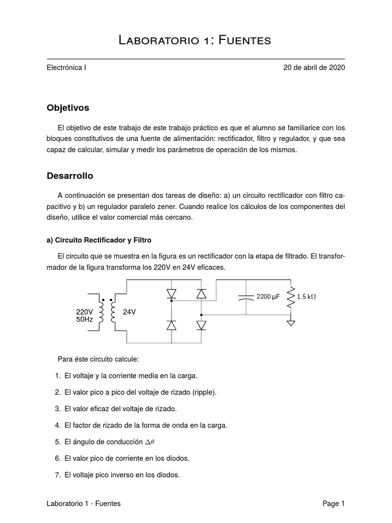 Informe de Fuente Puente de Diodos | PDF | Rectificador | Diodo