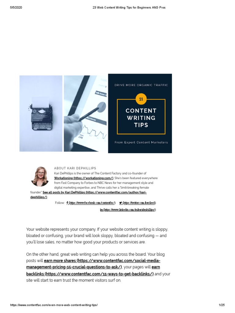 23 Web Content Writing Tips For Beginners AND Pros | PDF | Search ...