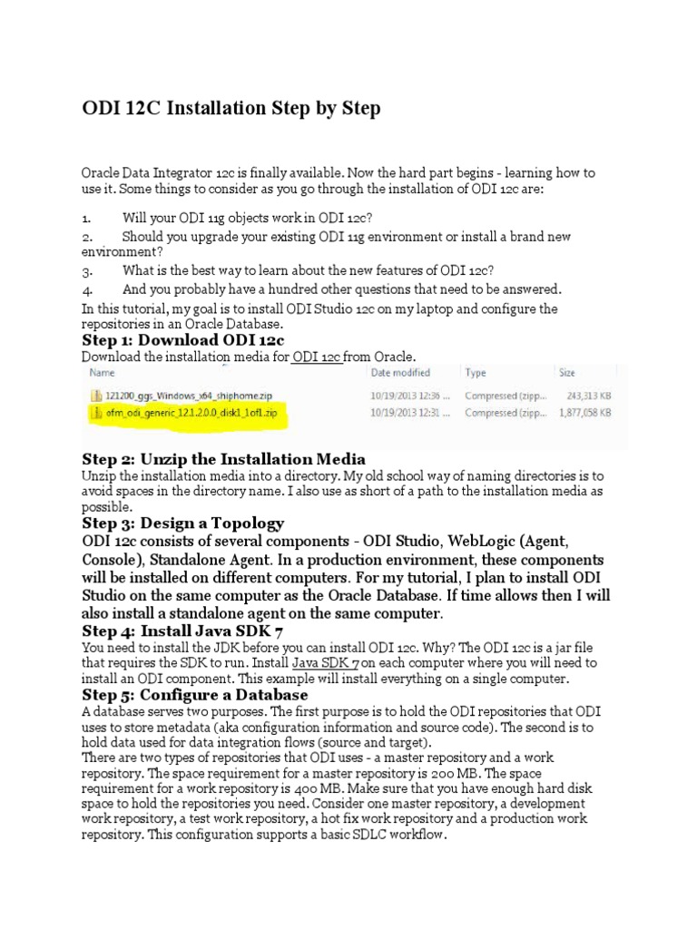 ODI 12C Installation Step by Step PART 1 | PDF | Databases | Computing ...