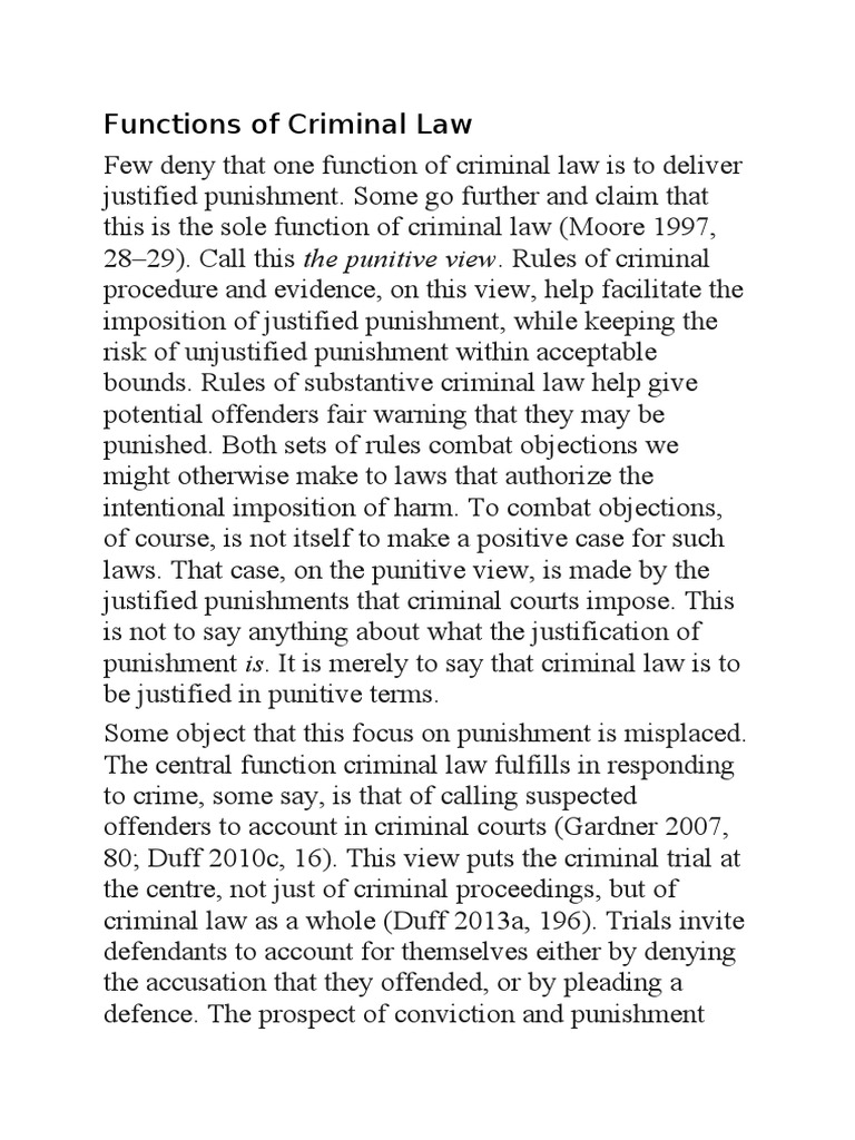 Functions of Criminal Law Explained | PDF | Punishments | Criminal Law