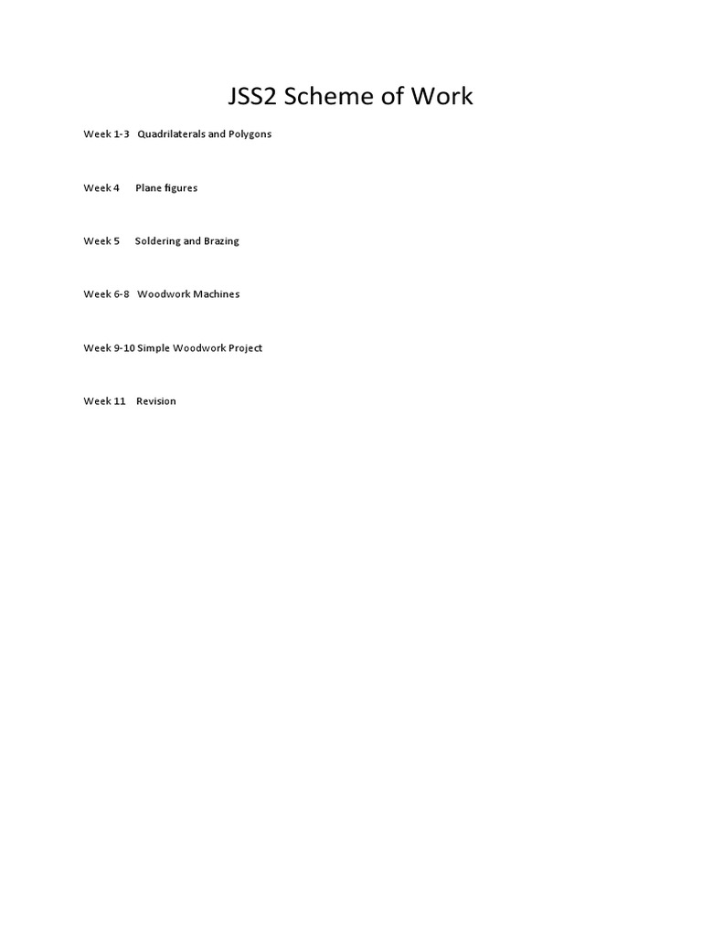 JSS2 Scheme of Work | PDF | Rectangle | Soldering