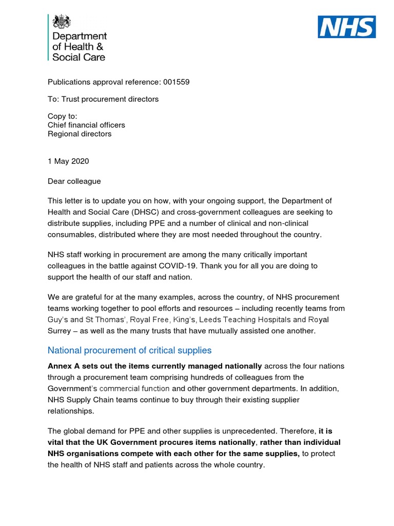 C0423-Letter To Procurement Leads - Centralising Procurement of PPE ...