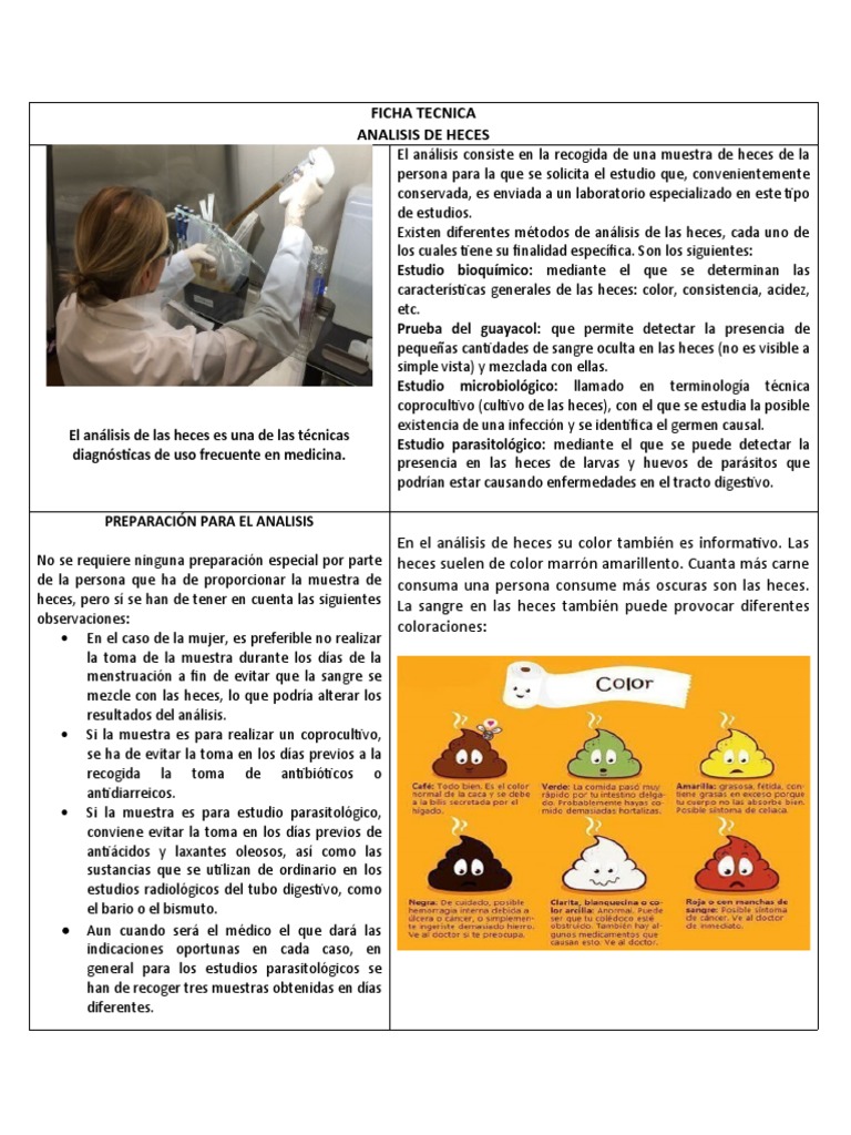 Ficha Tecnica Analisis de Heces | PDF | Heces | Enfermedades y trastornos