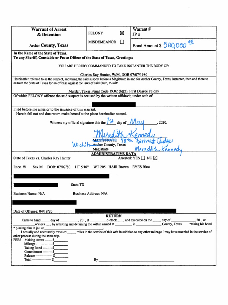 Edited Hunter Arrest Warrant | PDF