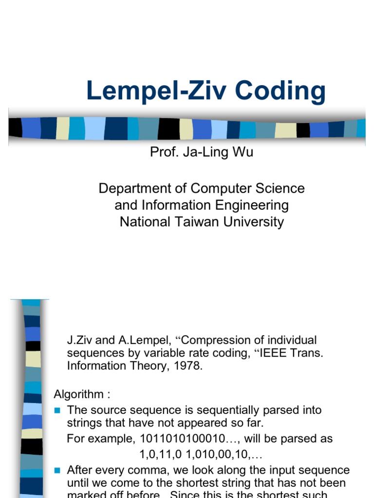 Data Compression Lempel Ziv Coding | PDF