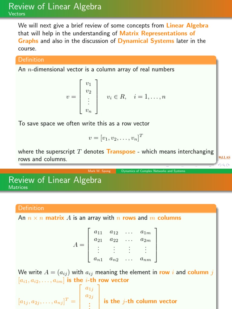 Linear Algebra Review | Download Free PDF | Eigenvalues And ...