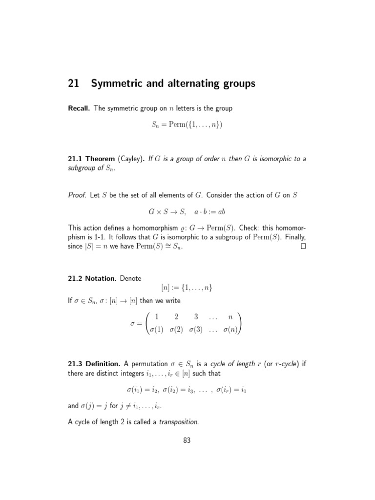 The Structure and Properties of Symmetric and Alternating Groups | PDF ...