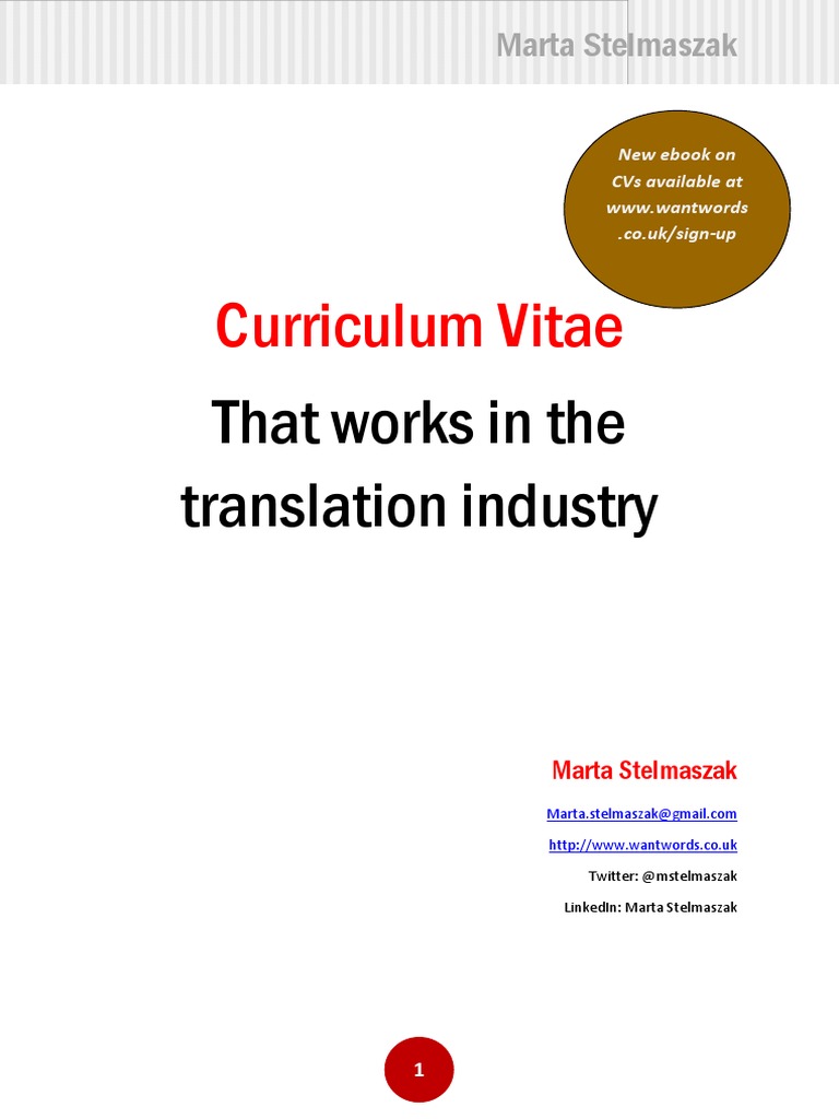 How To Write A Translator's CV | Download Free PDF | Linked In ...