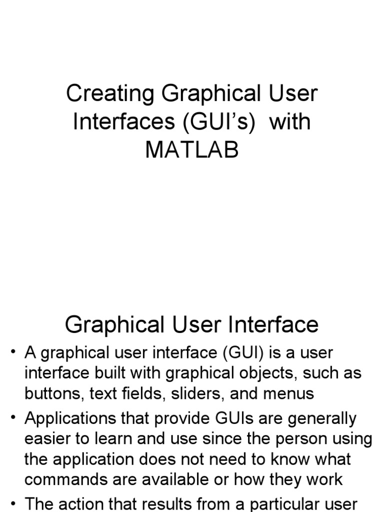 Matlab Gui | PDF | Graphical User Interfaces | Menu (Computing)
